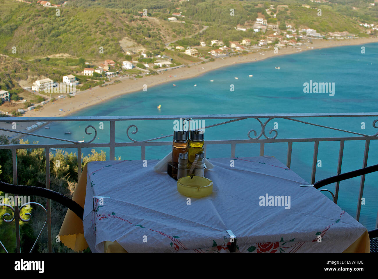 Restaurant table overlooking the sea Stock Photo - Alamy
