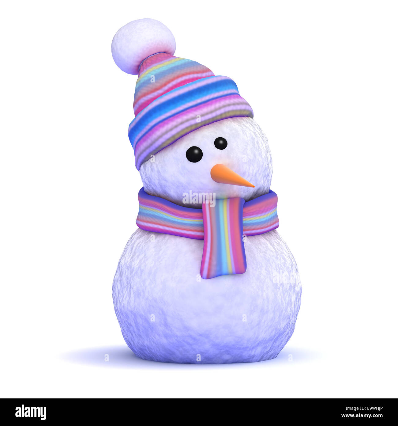 3d render of a snowman wrapped up for the cold Stock Photo - Alamy