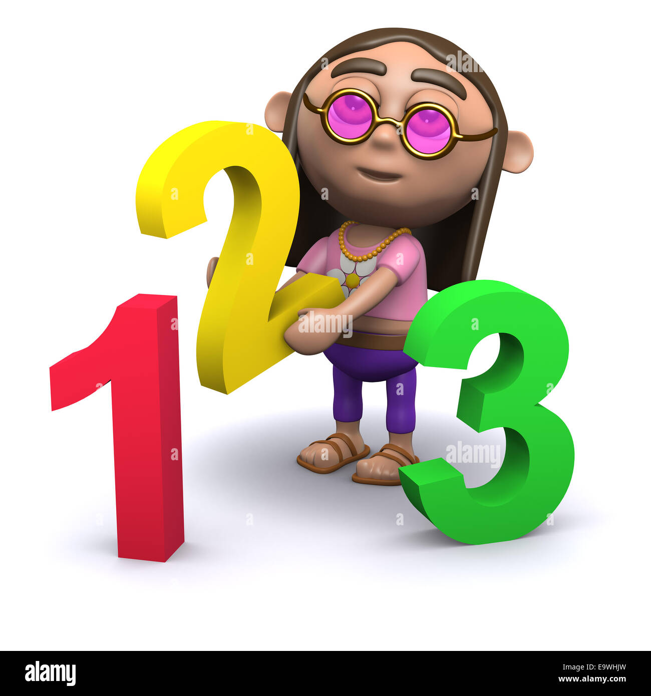 3d render of a hippy with numbers Stock Photo - Alamy