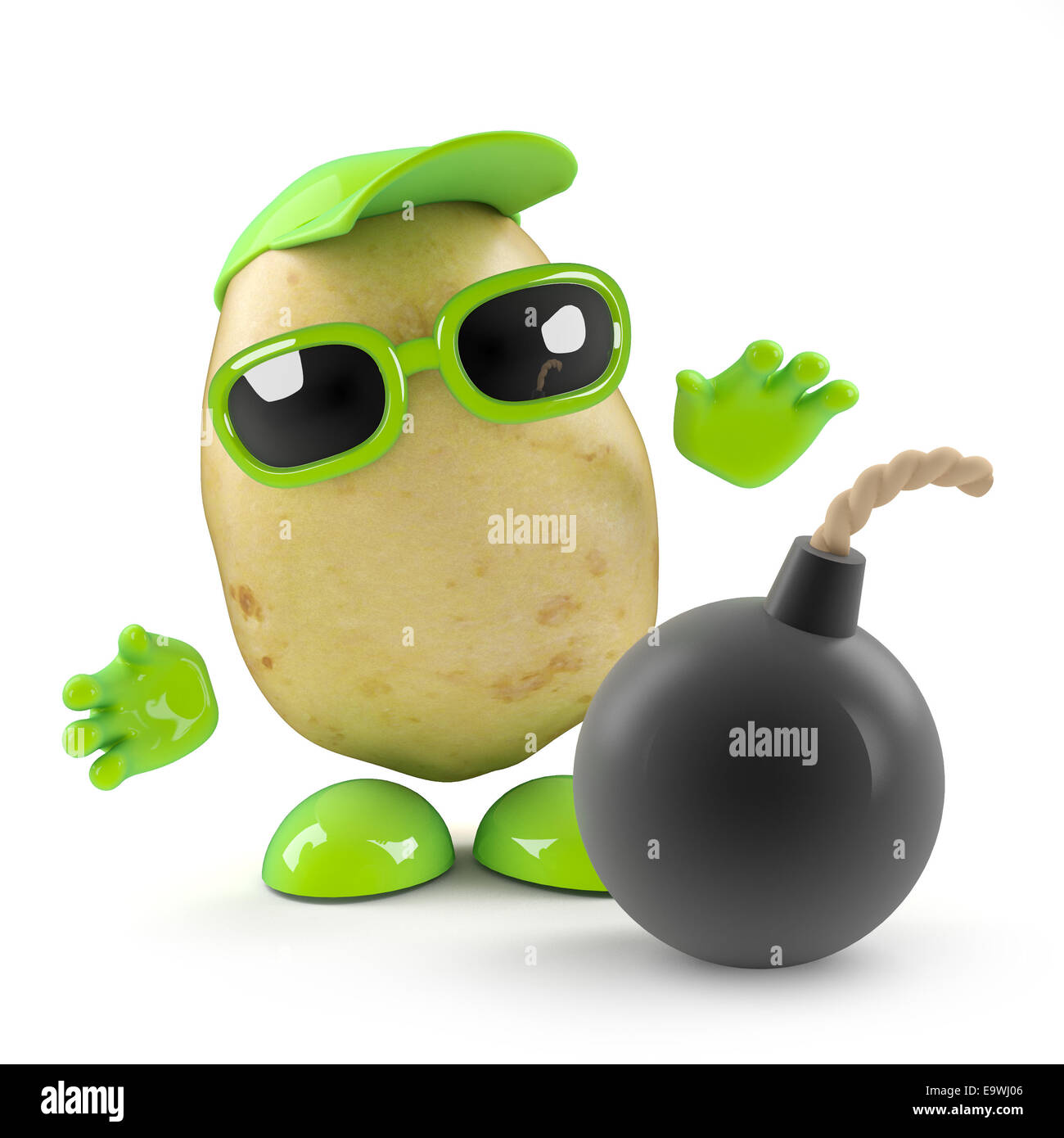 3d render of a potato man with a bomb Stock Photo - Alamy