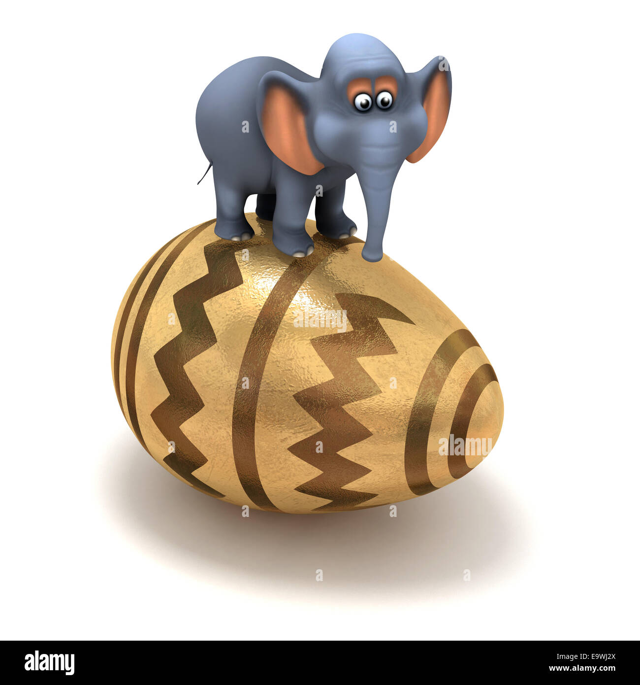 3d render of an elephant balancing on a gold Easter egg Stock Photo - Alamy