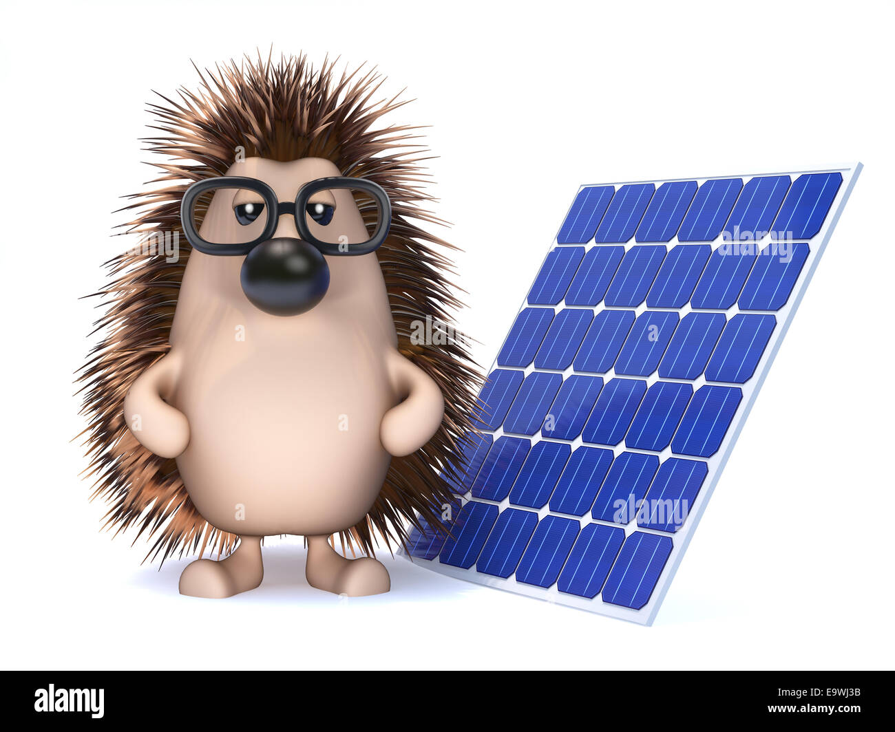 3d render of a hedgehog with a solar panel Stock Photo - Alamy
