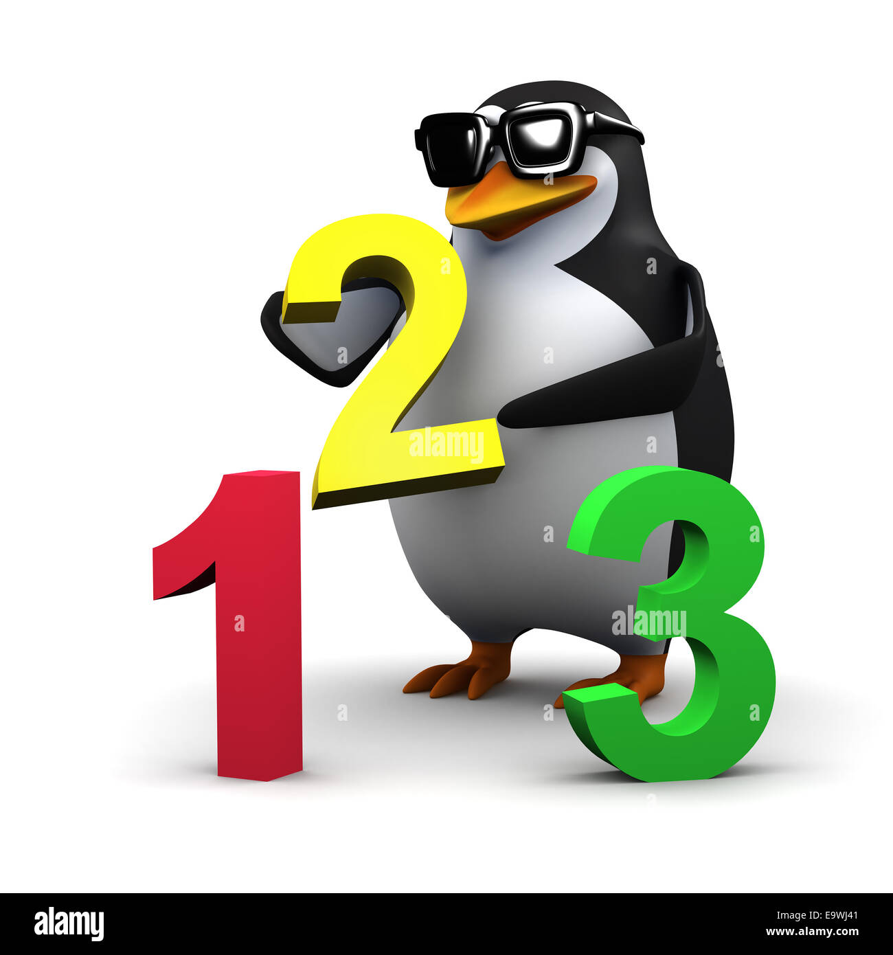 3d render of a penguin with numbers Stock Photo - Alamy
