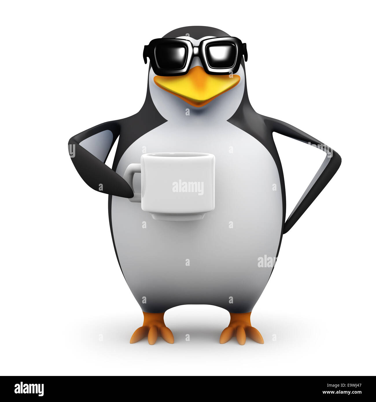 3d render of a penguin drinking from a cup Stock Photo - Alamy
