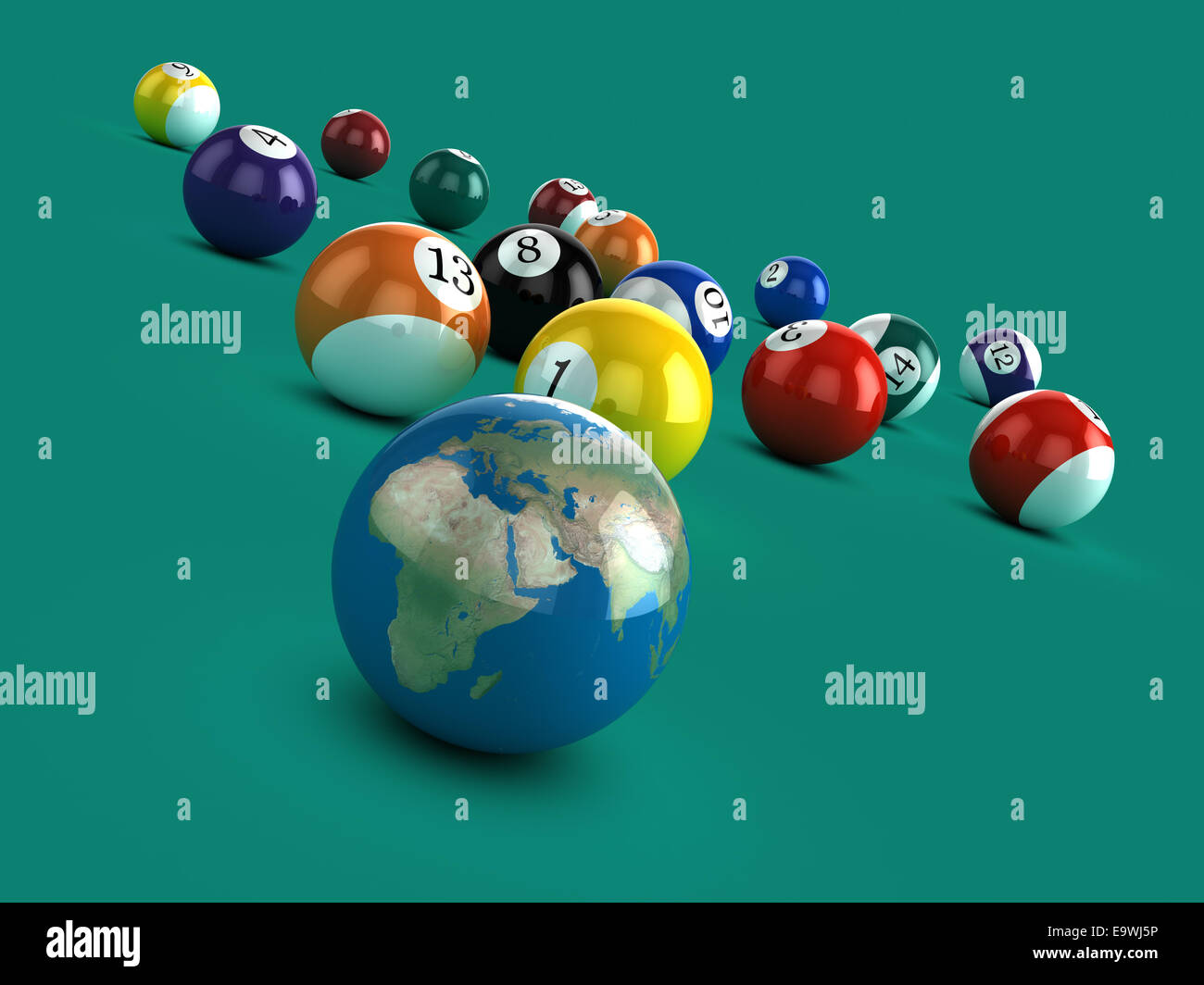 3d render of a globe of the Earth on a pool table Stock Photo - Alamy