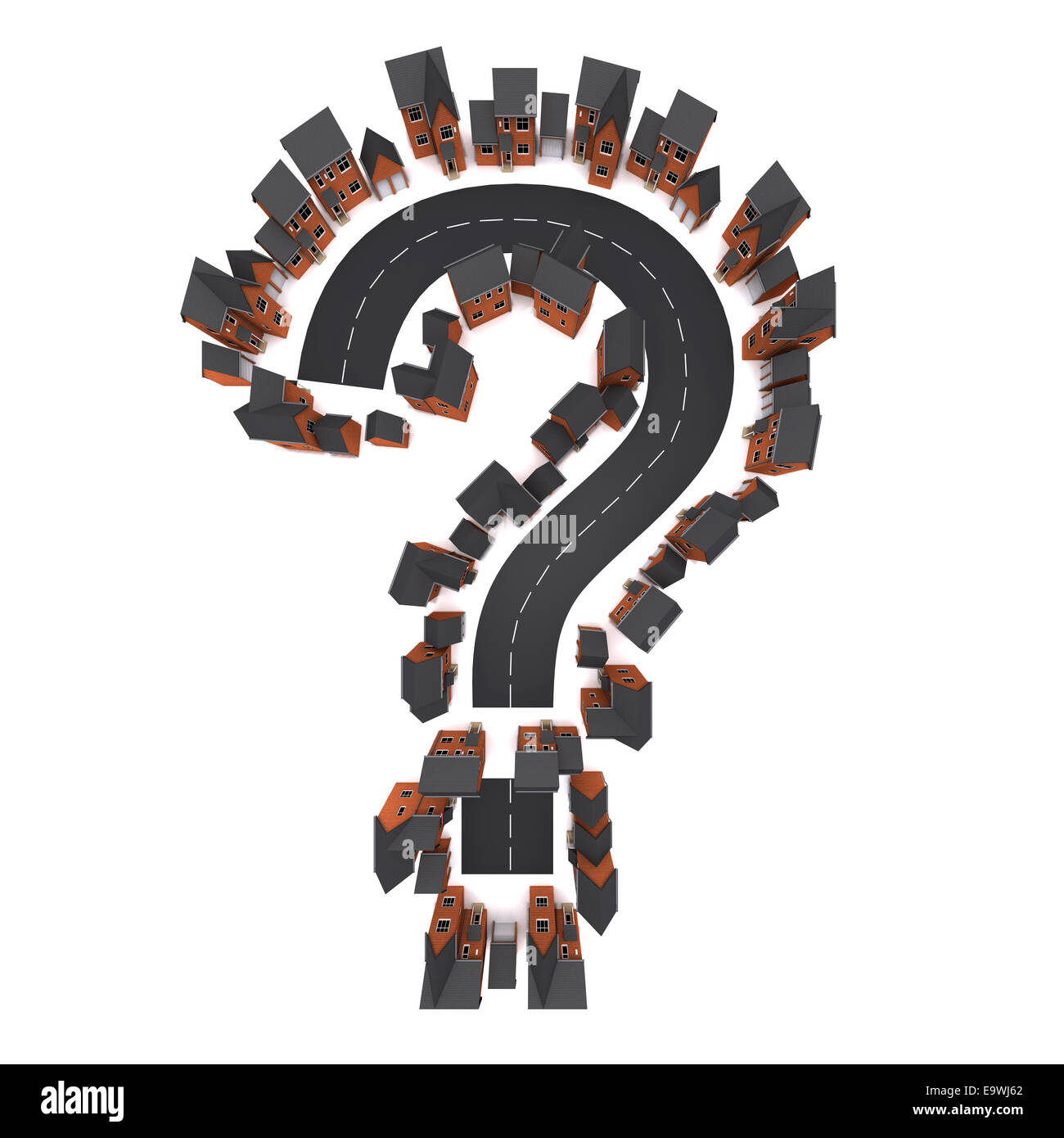 3d illustration question mark road Cut Out Stock Images & Pictures - Alamy