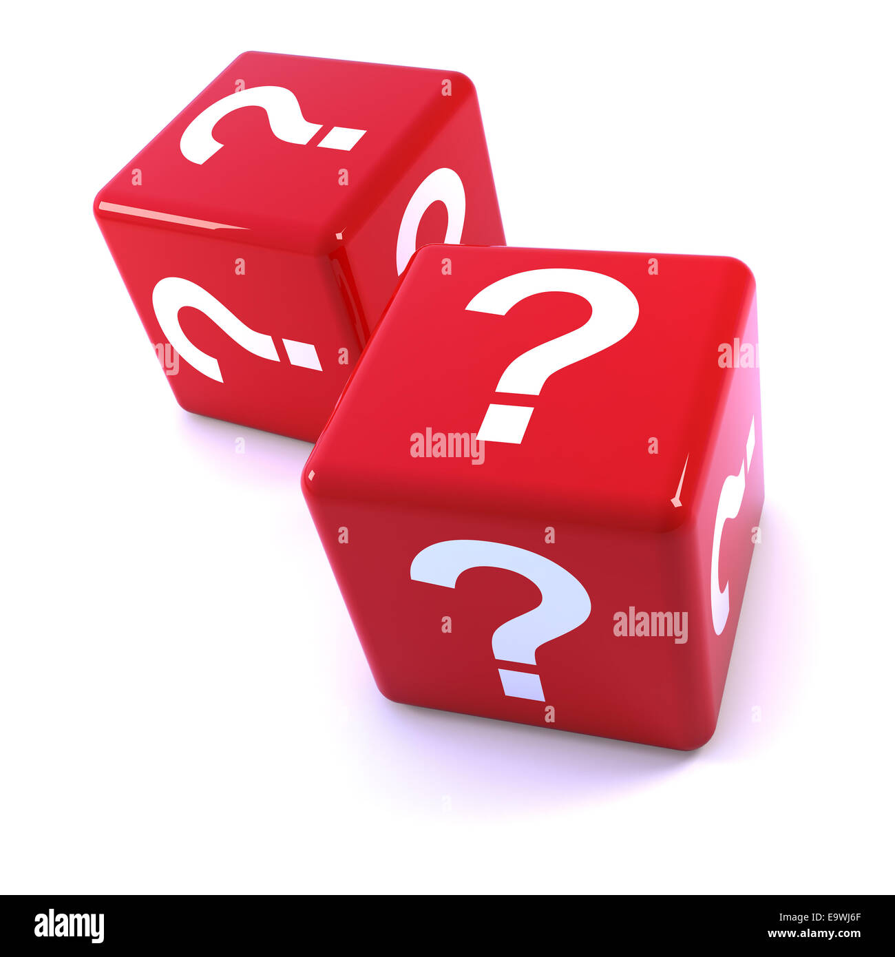 3d render of red dice marked with question marks Stock Photo - Alamy