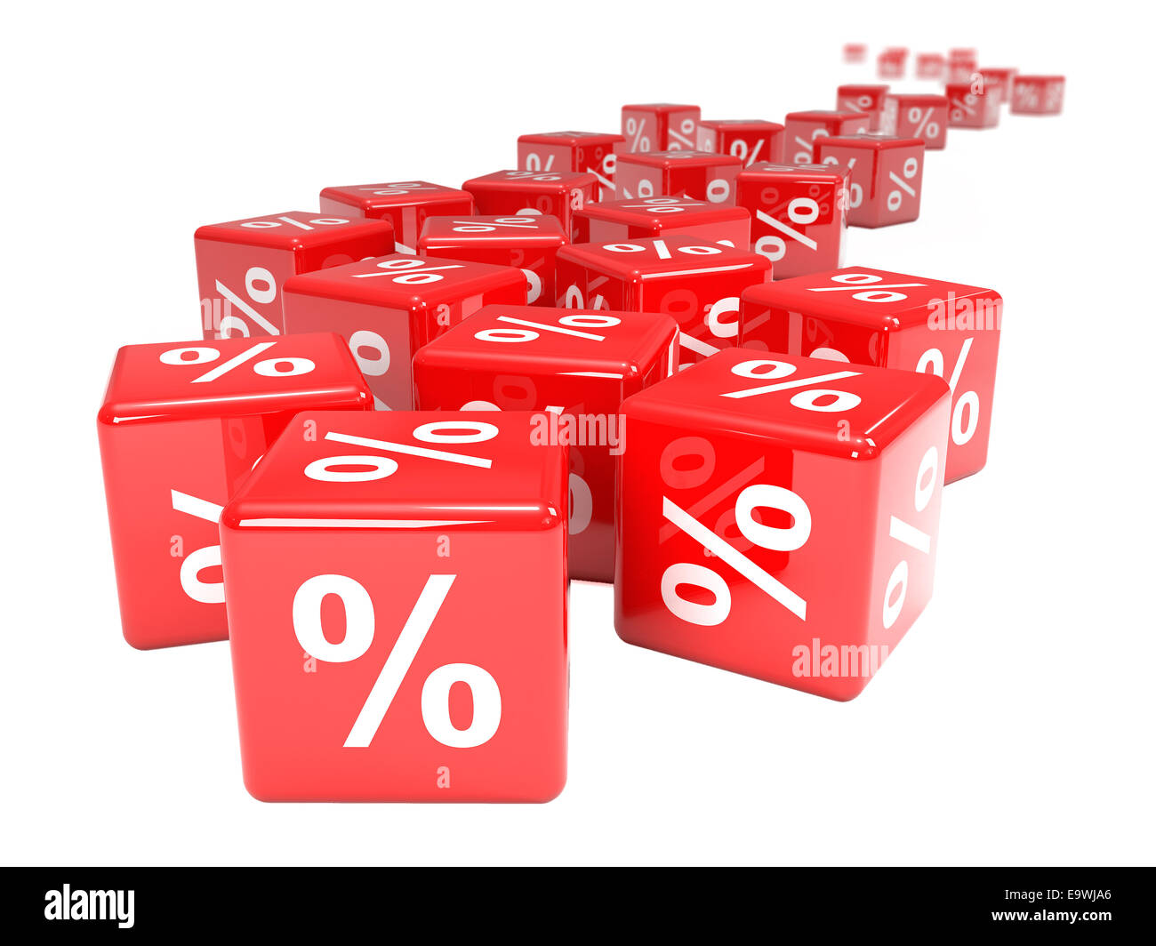 3d render of red dice marked with percentage symbols Stock Photo - Alamy