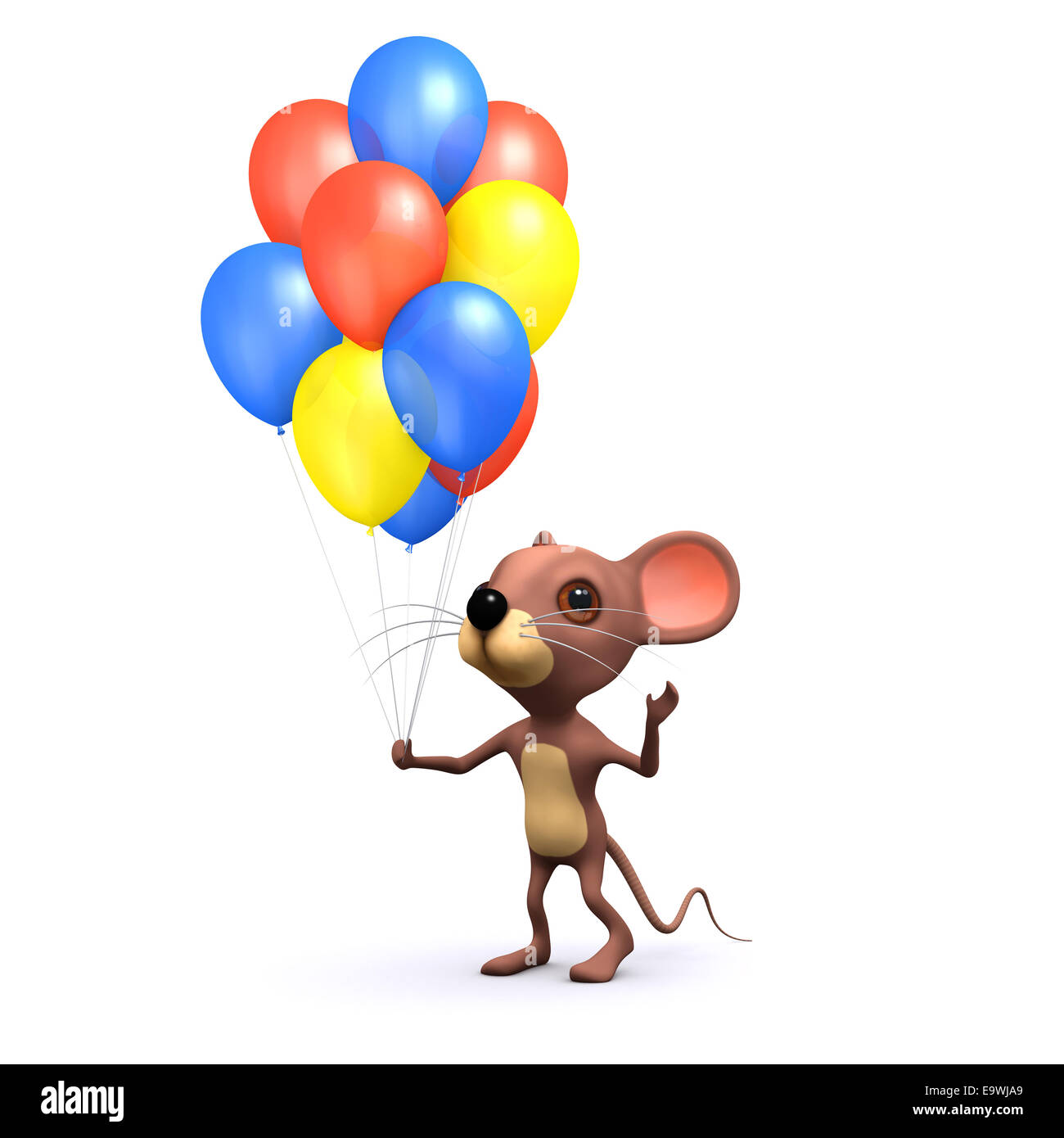 3d render of a mouse with many colored balloons Stock Photo - Alamy
