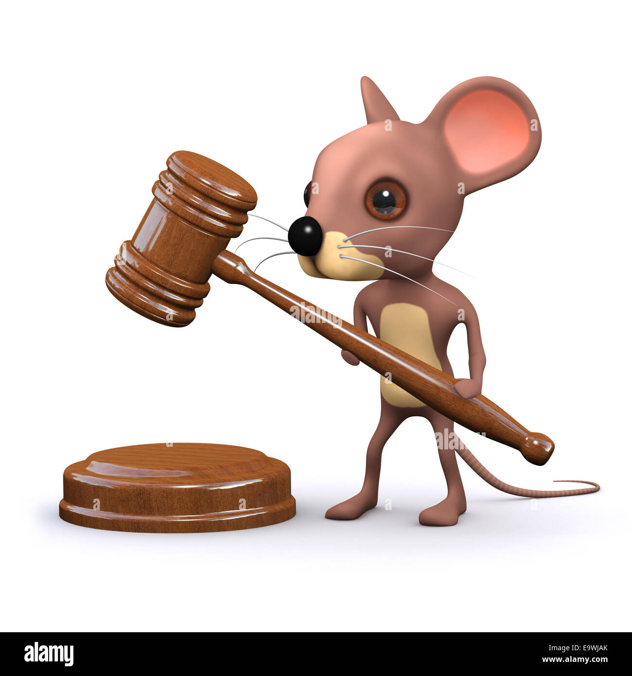3d render of a mouse with an auctioneers gavel Stock Photo - Alamy