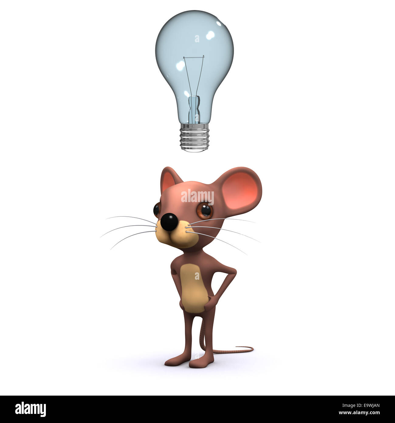 3d render of a mouse with a lightbulb over his head Stock Photo - Alamy