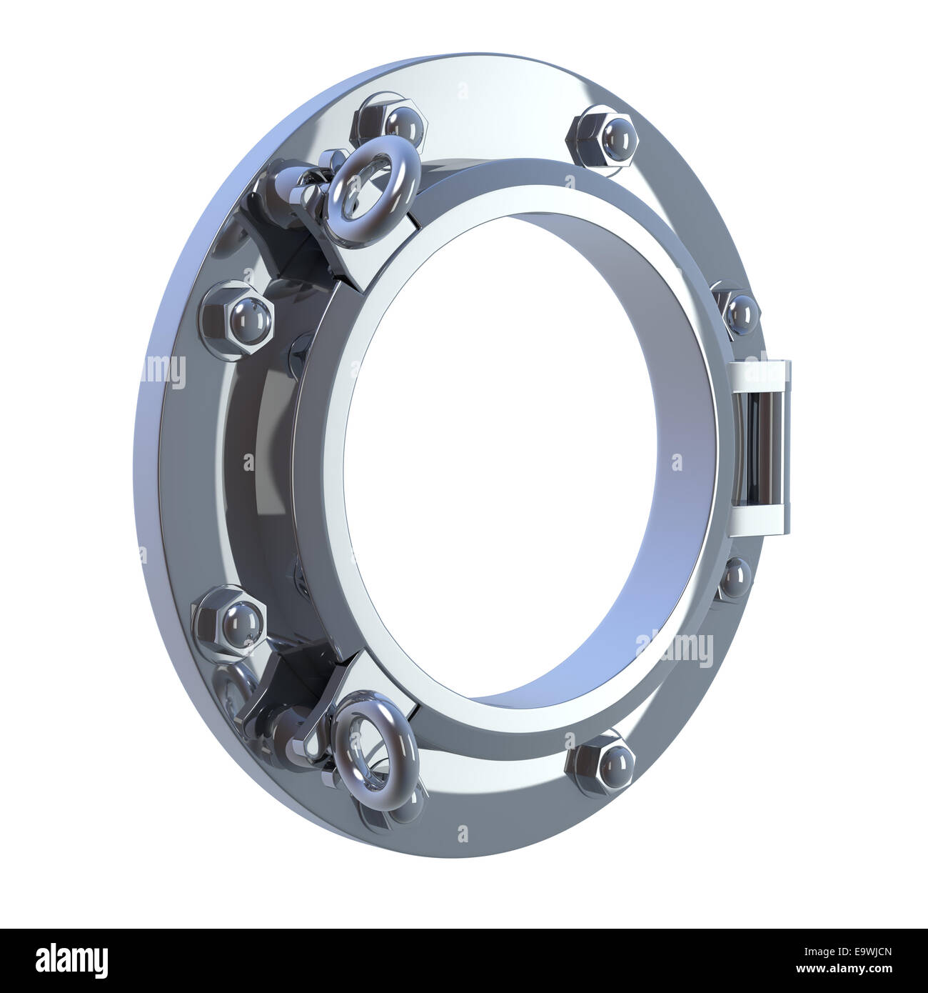 3d render of a chrome port hole Stock Photo - Alamy