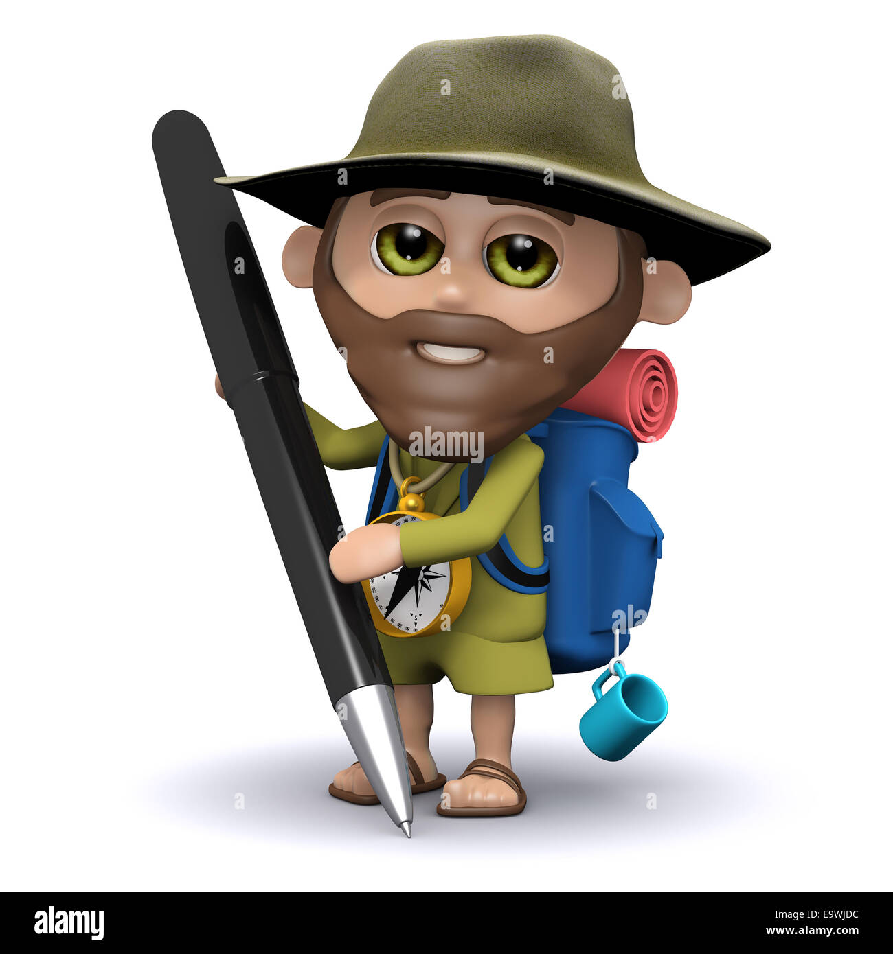 3d render of an explorer writing with a pen Stock Photo - Alamy