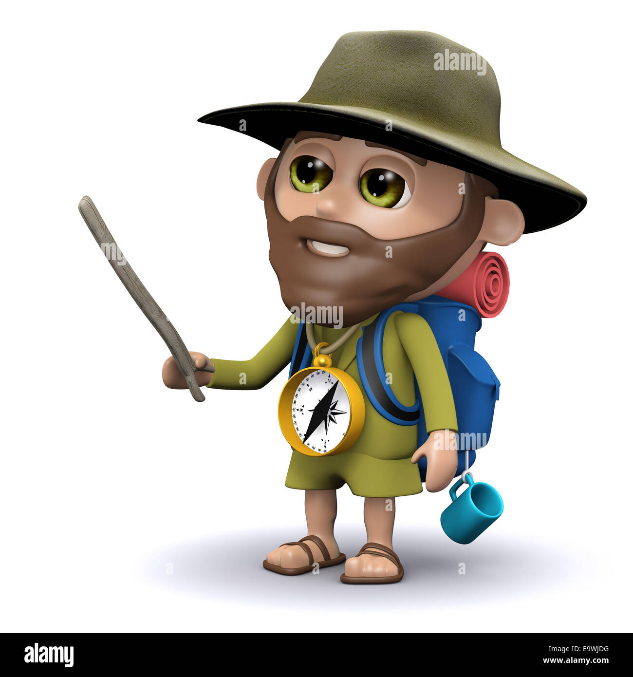 3d render of an explorer pointing with a stick Stock Photo - Alamy