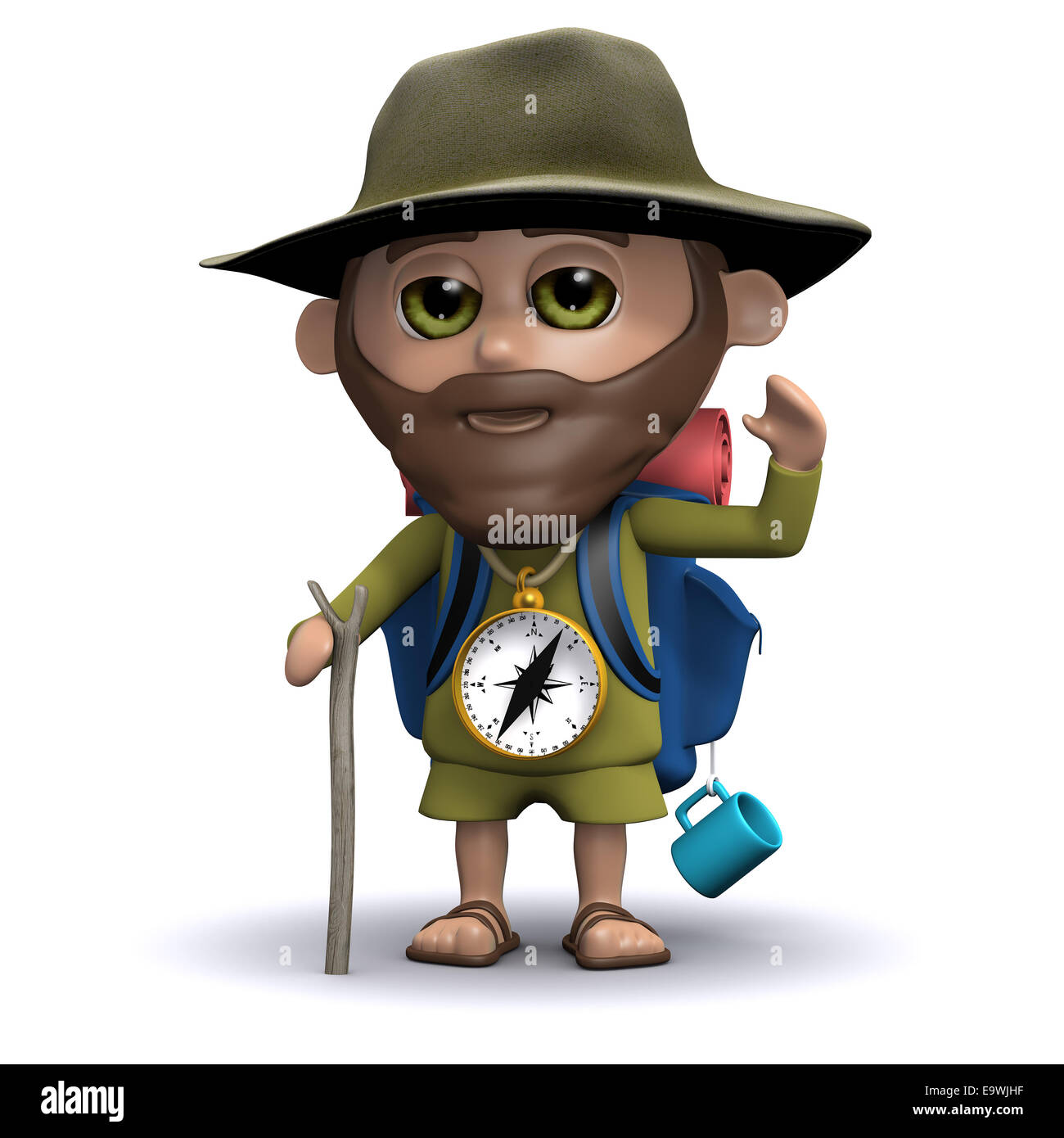 3d render of an explorer waving hello Stock Photo - Alamy