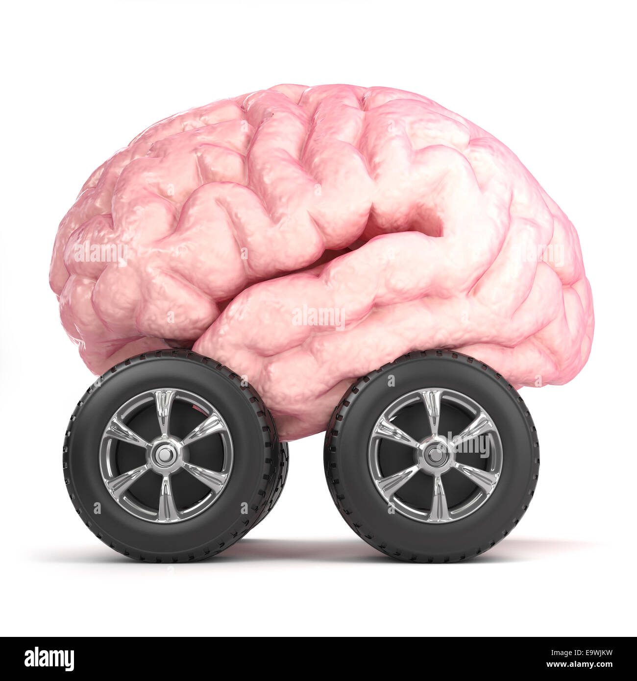 3d render of a brain on wheels Stock Photo - Alamy