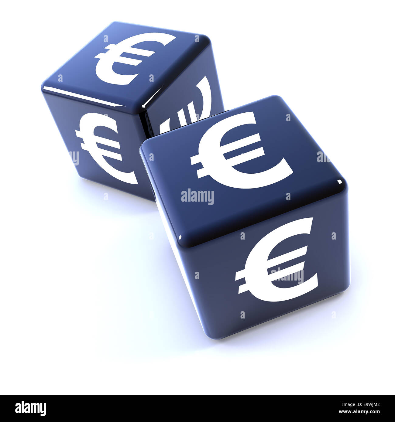 3d render of two black dice marked with Euro currency symbols Stock ...