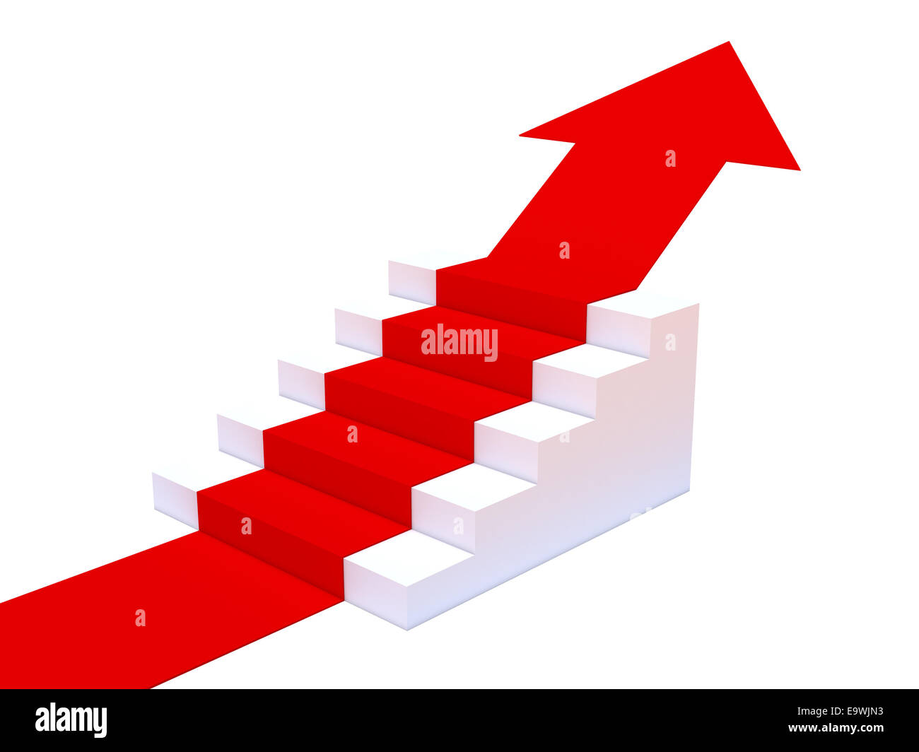3d render of a red arrow climbing up steps Stock Photo - Alamy