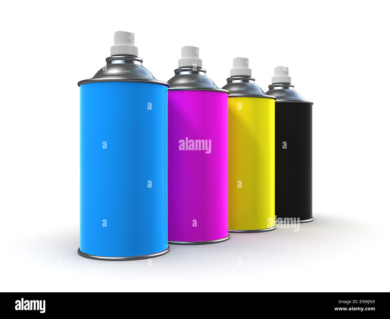 3d render of spray paint cans in cyan, magenta, yellow and black Stock ...