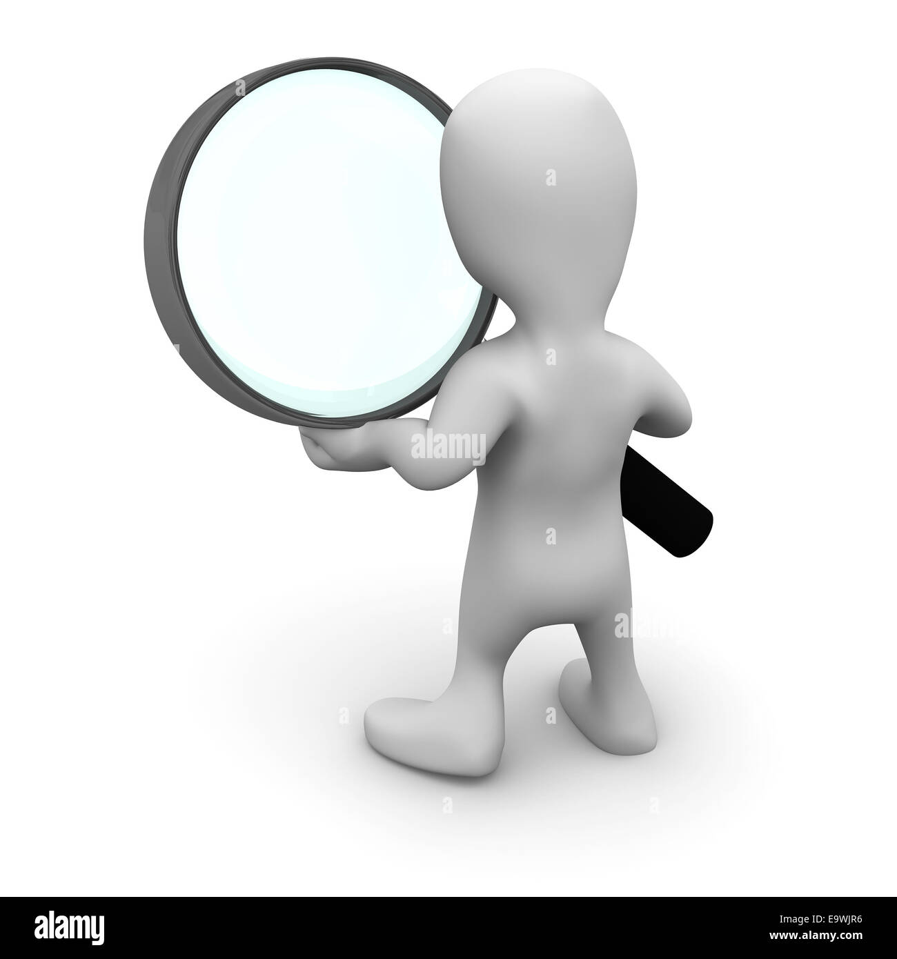 3d render of a little man using a magnifying glass Stock Photo - Alamy