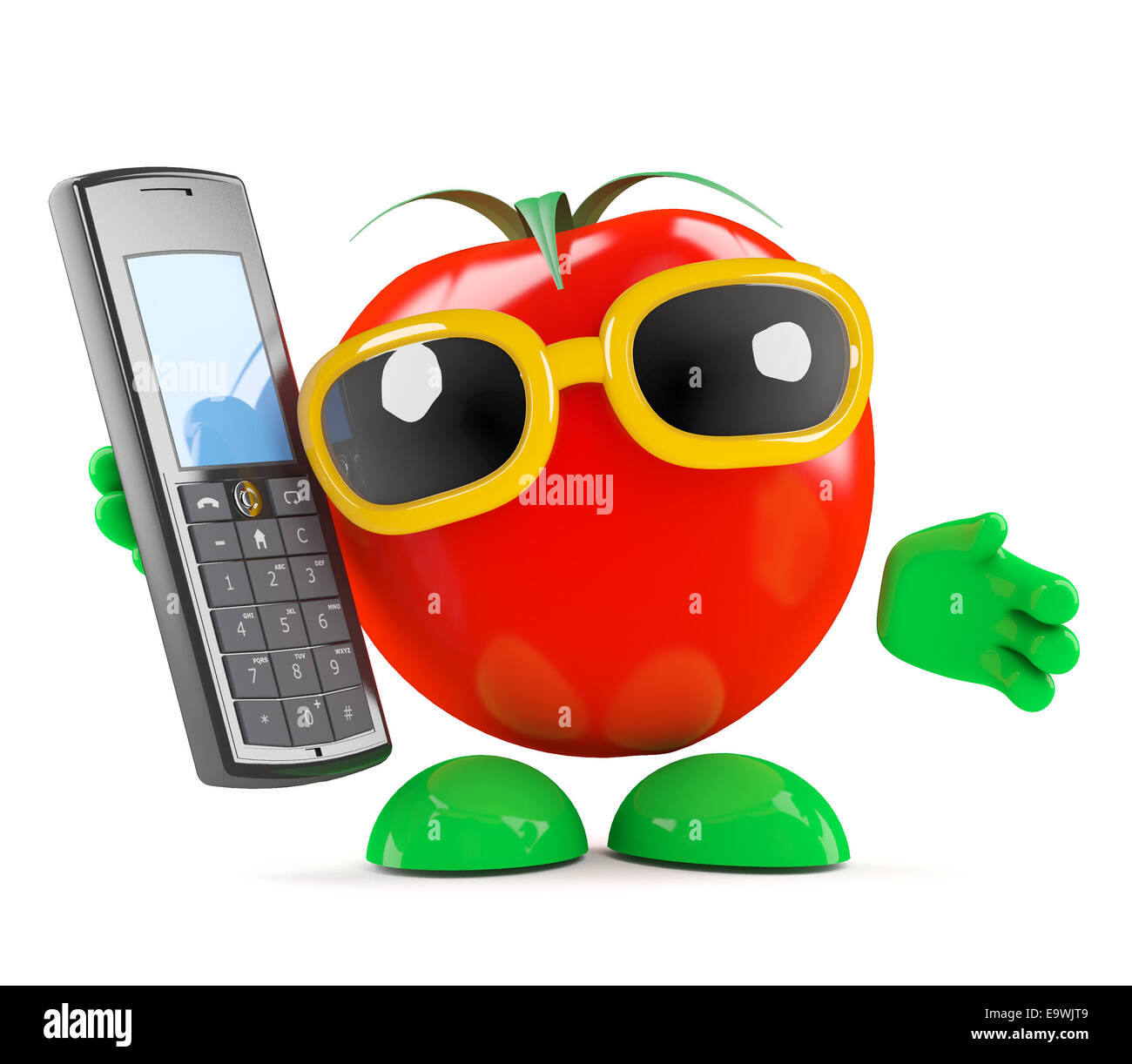 3d render of a tomato chatting on a cellphone Stock Photo - Alamy
