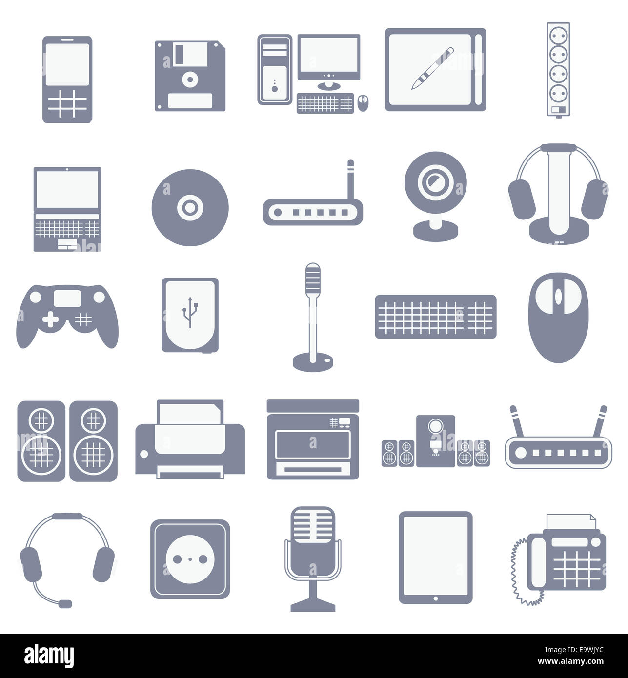 vector icon set of computer media gadgets and devices - isolated ...