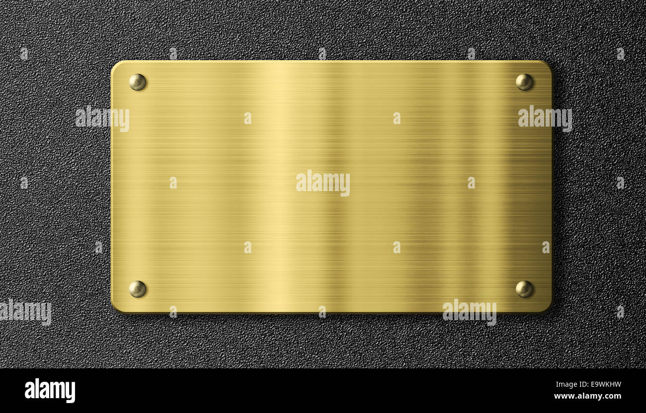 gold or brass sign metal plate Stock Photo - Alamy