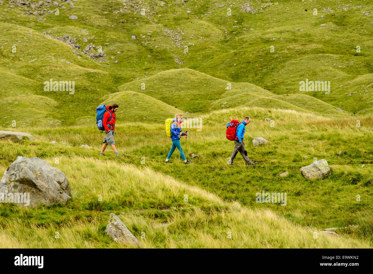 Walkers near Stake Pass in the Lake District Stock Photo - Alamy