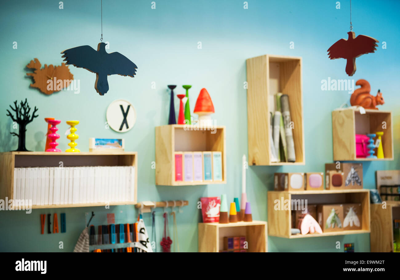 Nordic design on sale at Hrim design store in Reykjavik, Iceland Stock ...