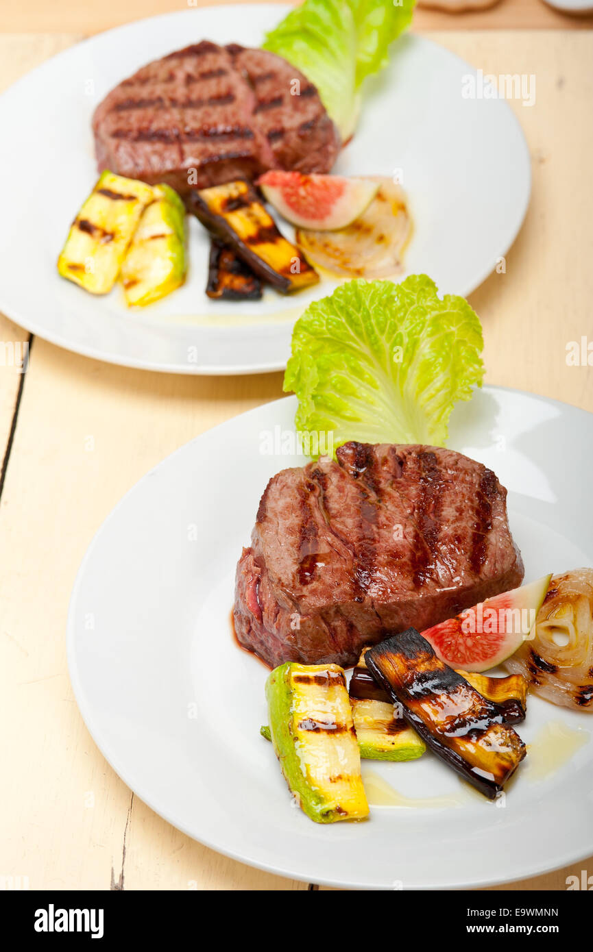 grilled fresh beef filet mignon and vegetables Stock Photo - Alamy