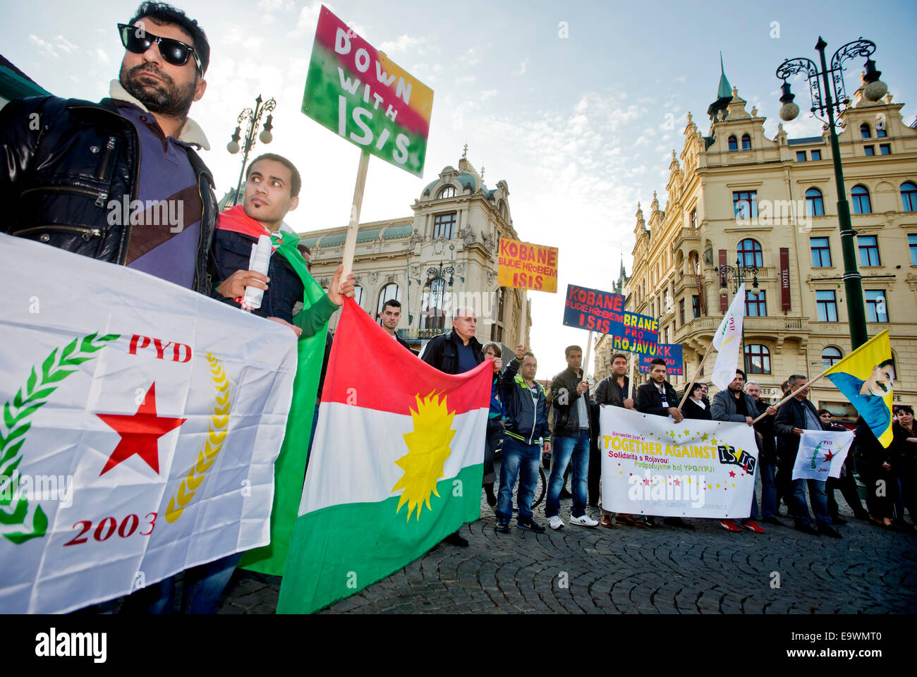 Several dozen people took part in a Prague demonstration in support of ...
