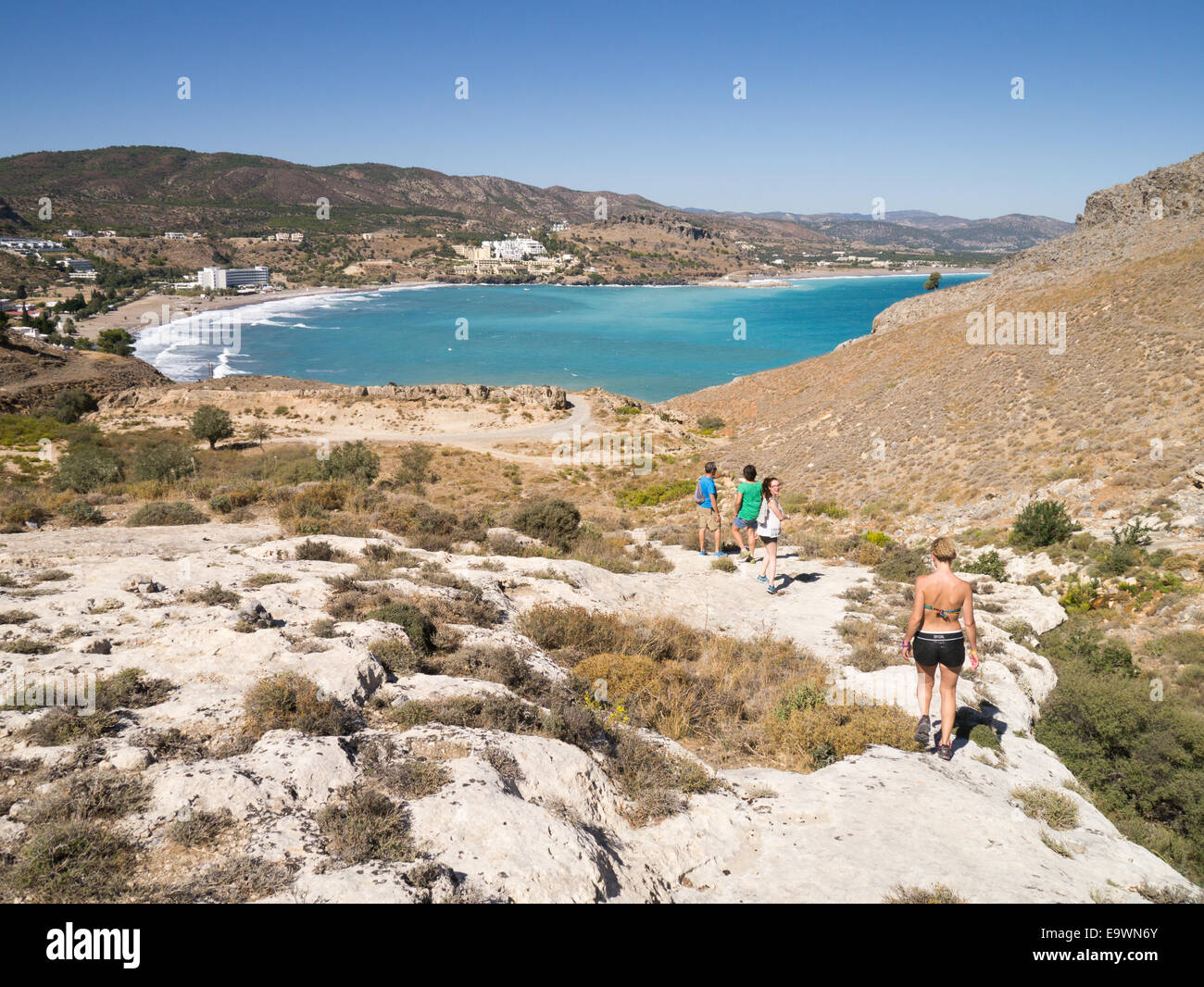 Vlicha beach near to Lindos on the Greek Island of Rhodes Stock Photo ...
