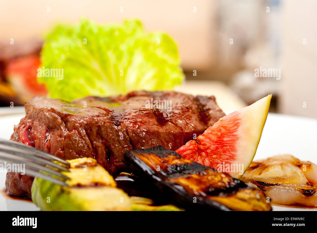 grilled fresh beef filet mignon and vegetables Stock Photo - Alamy