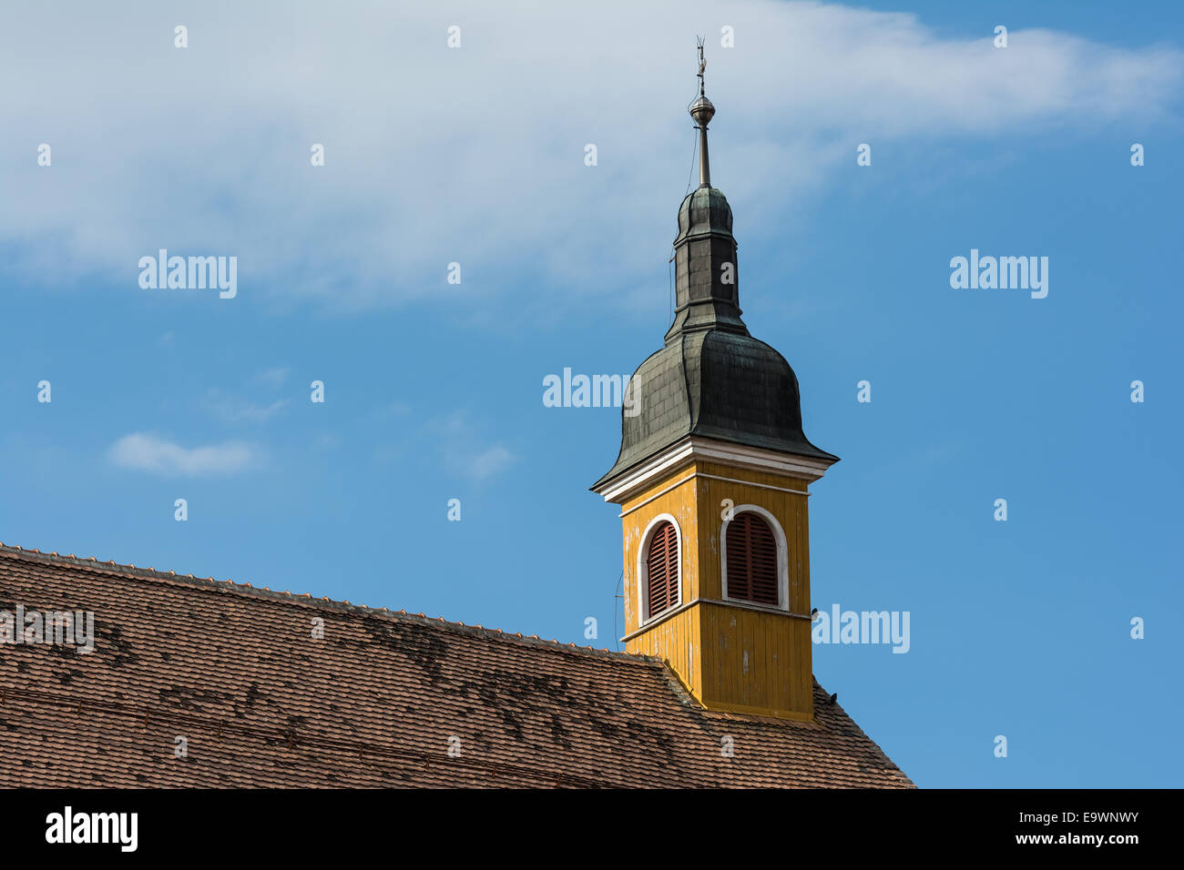 Medieval Church Rooftop On Blue Sky Stock Photo - Alamy