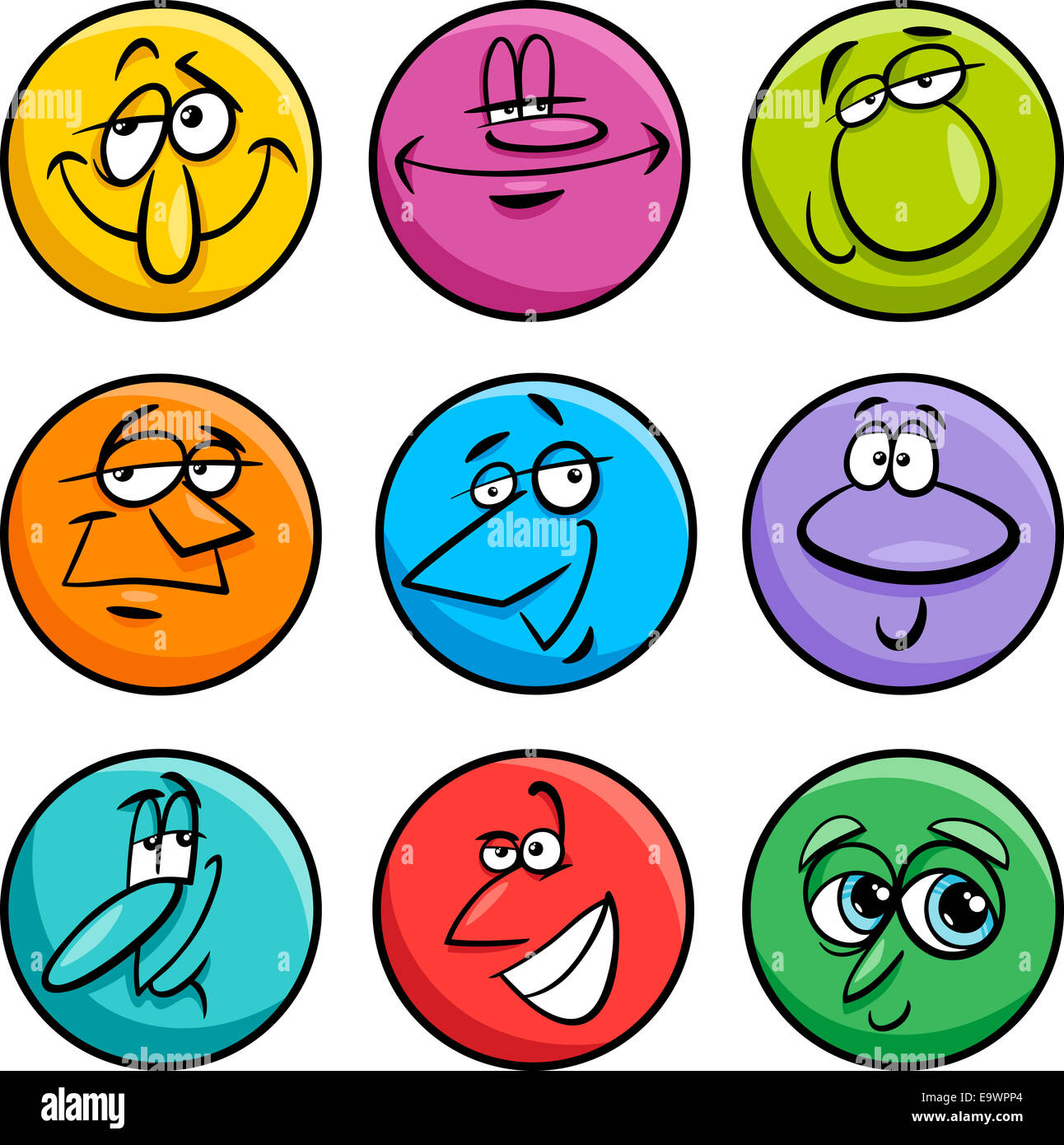 Cartoon Illustration of Funny Comics Characters or Faces Set Stock ...