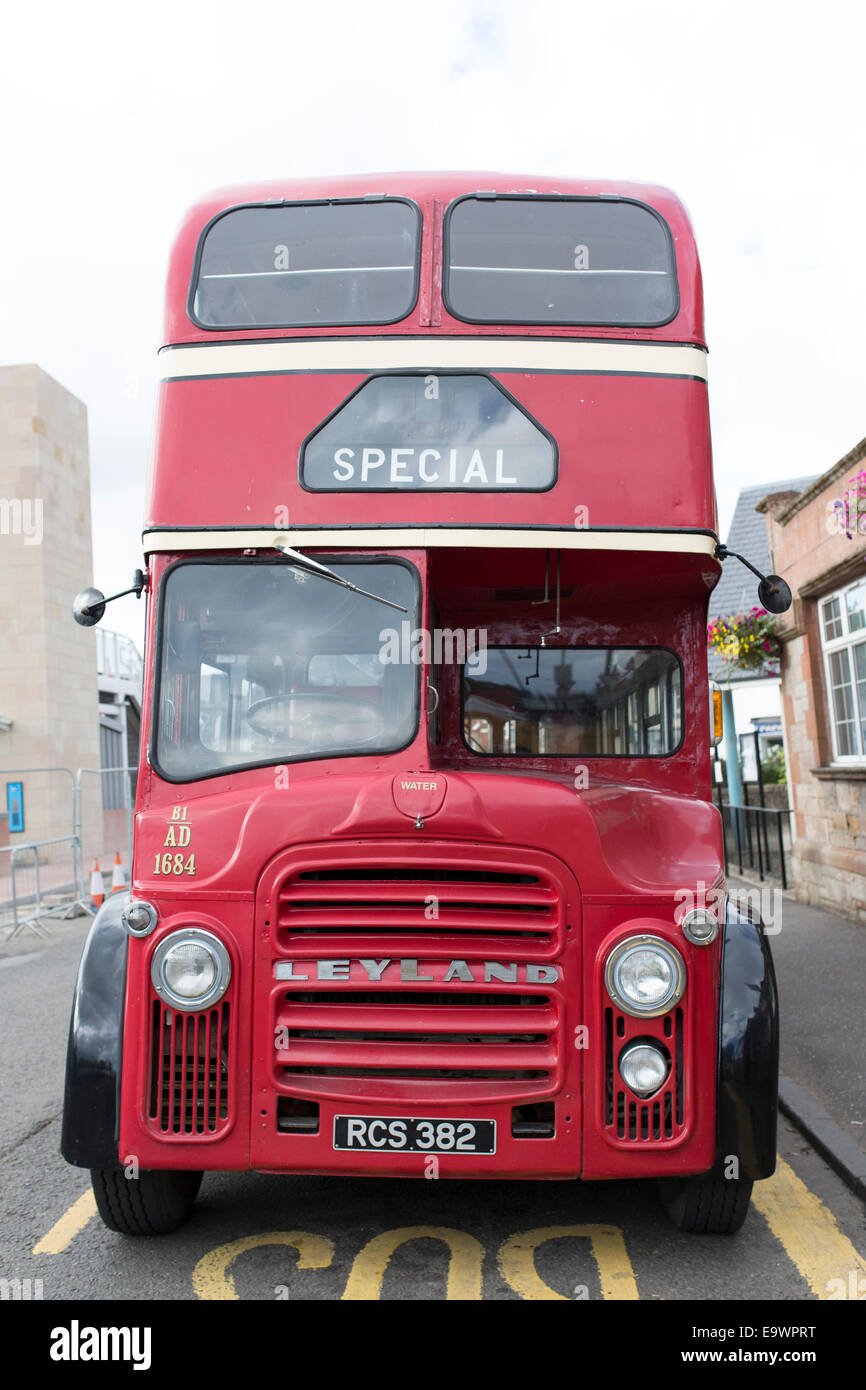 Red vintage London bus at a wedding Stock Photo - Alamy