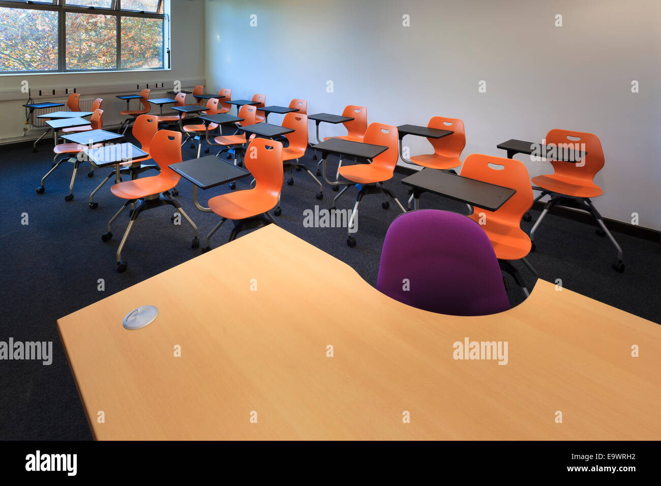 School classroom Lecture theatre chairs with swing-away attached desks ...