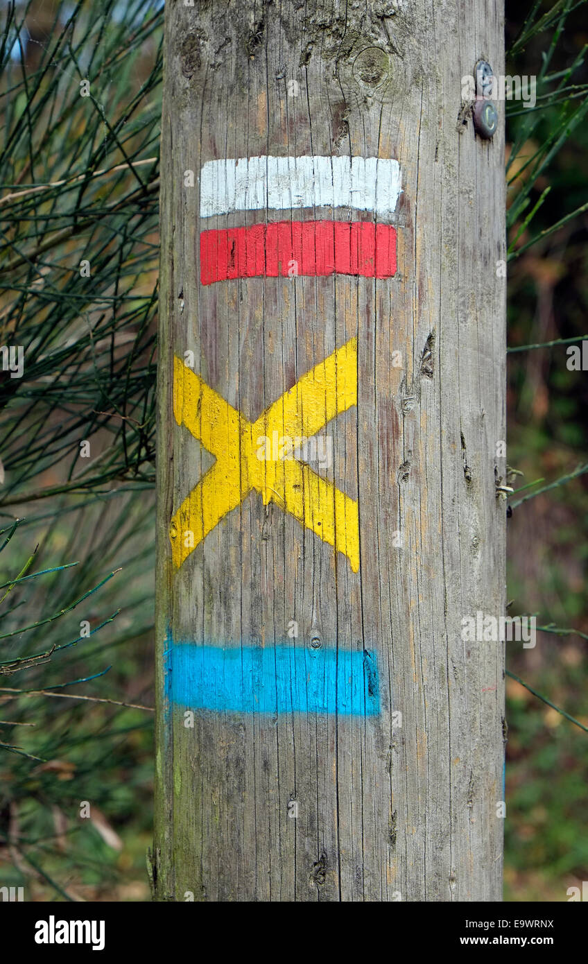 french walker symbols on post, normandy, france Stock Photo - Alamy