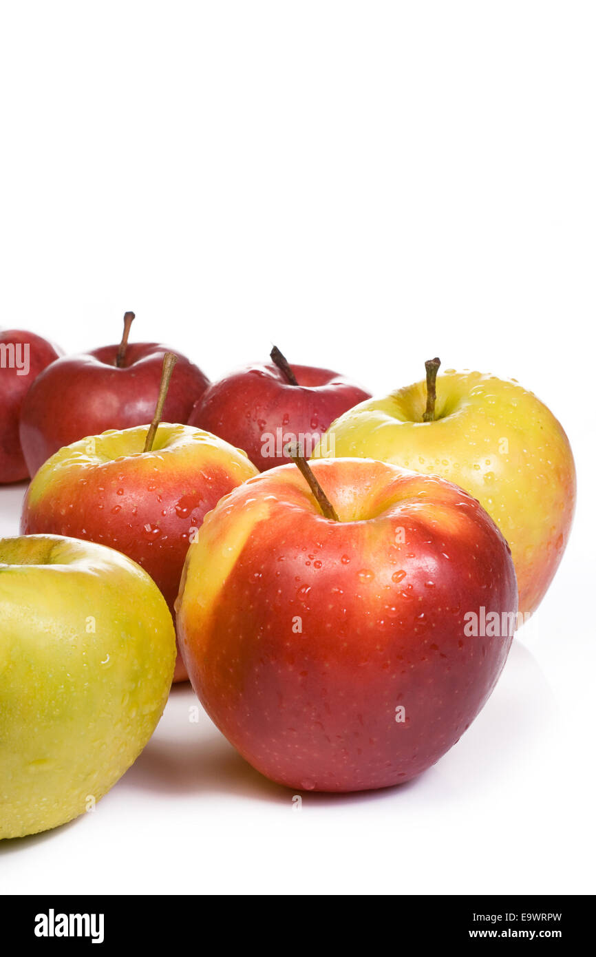 several ripe yellow and red apples Stock Photo - Alamy