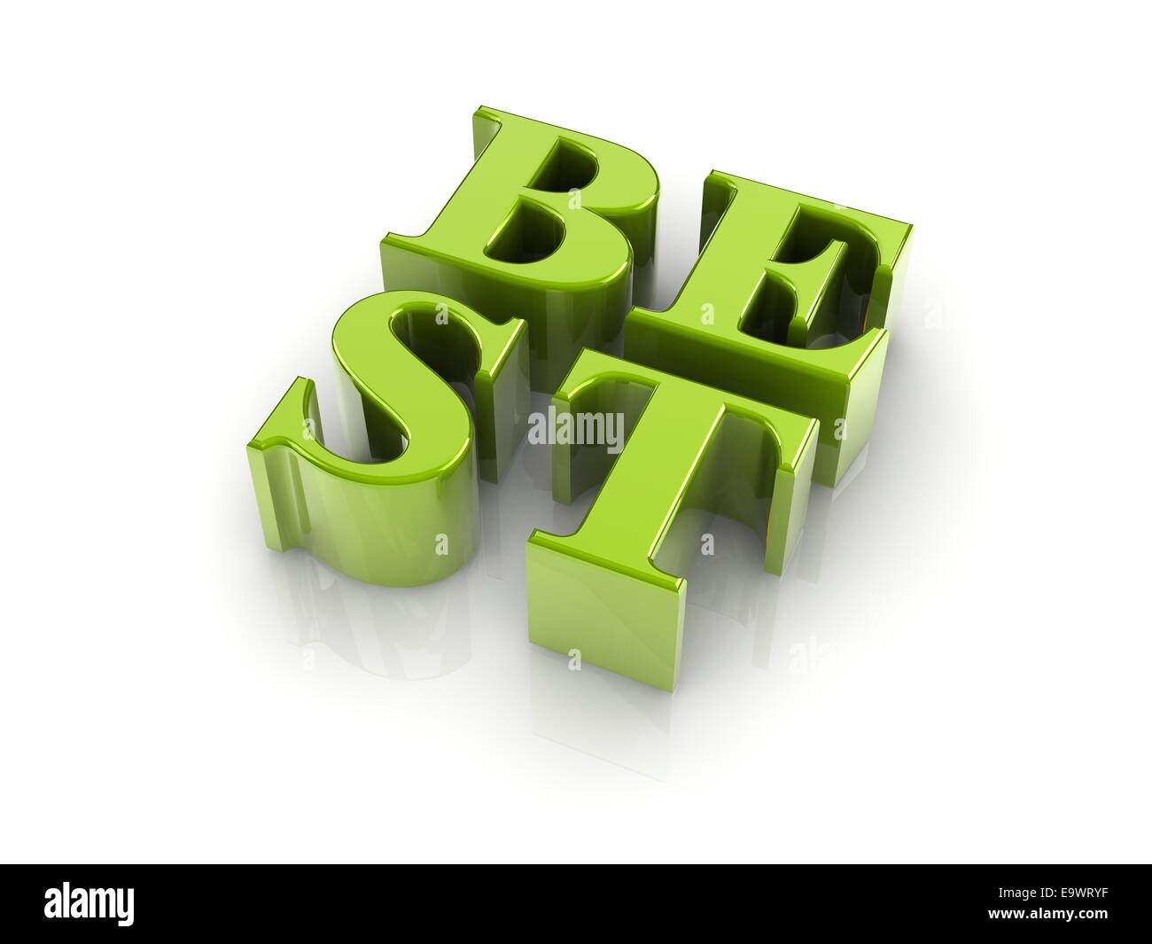 reflective 3d text BEST isolated with white background Stock Photo - Alamy