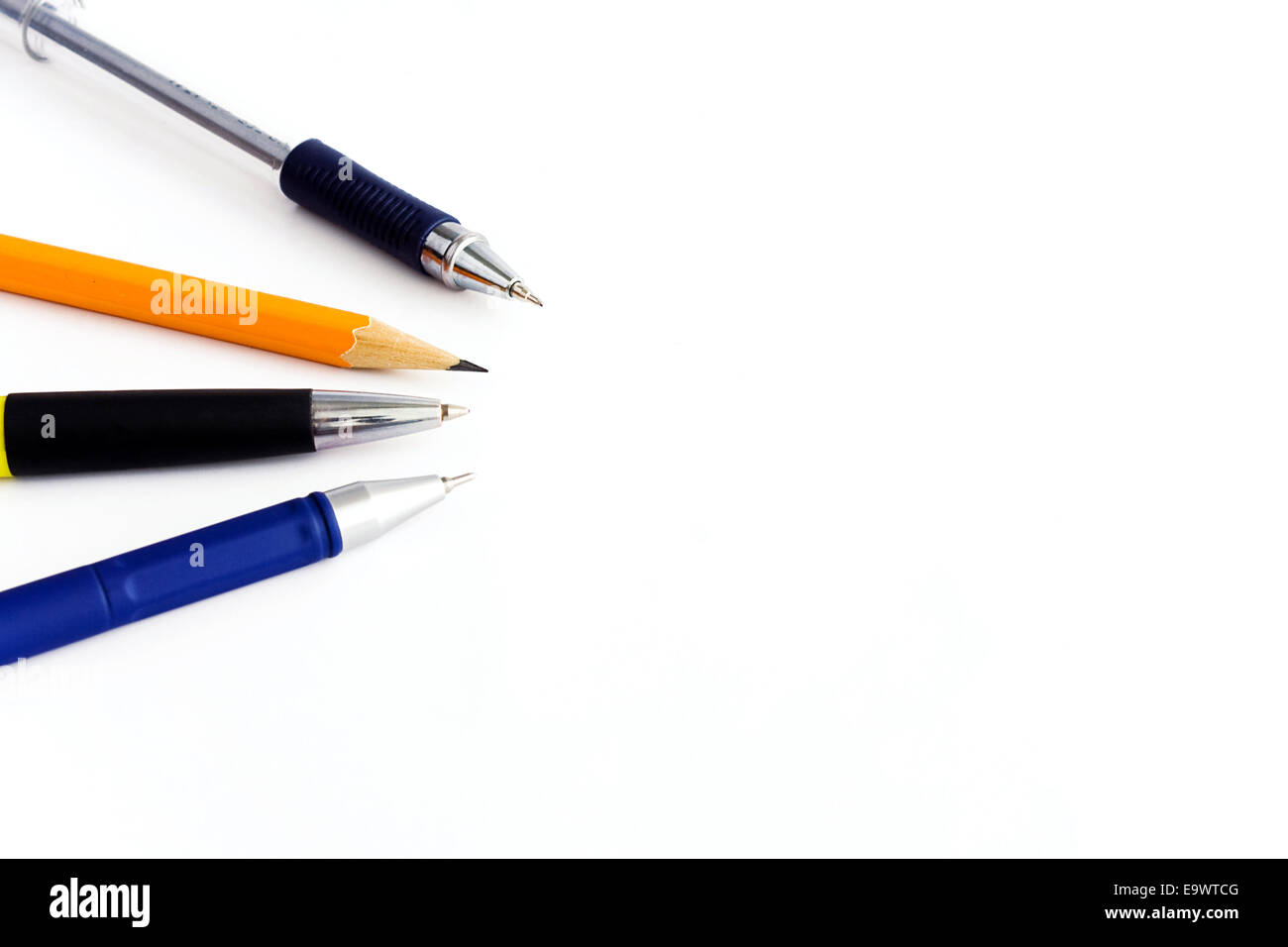 pen and pencil at white Stock Photo - Alamy