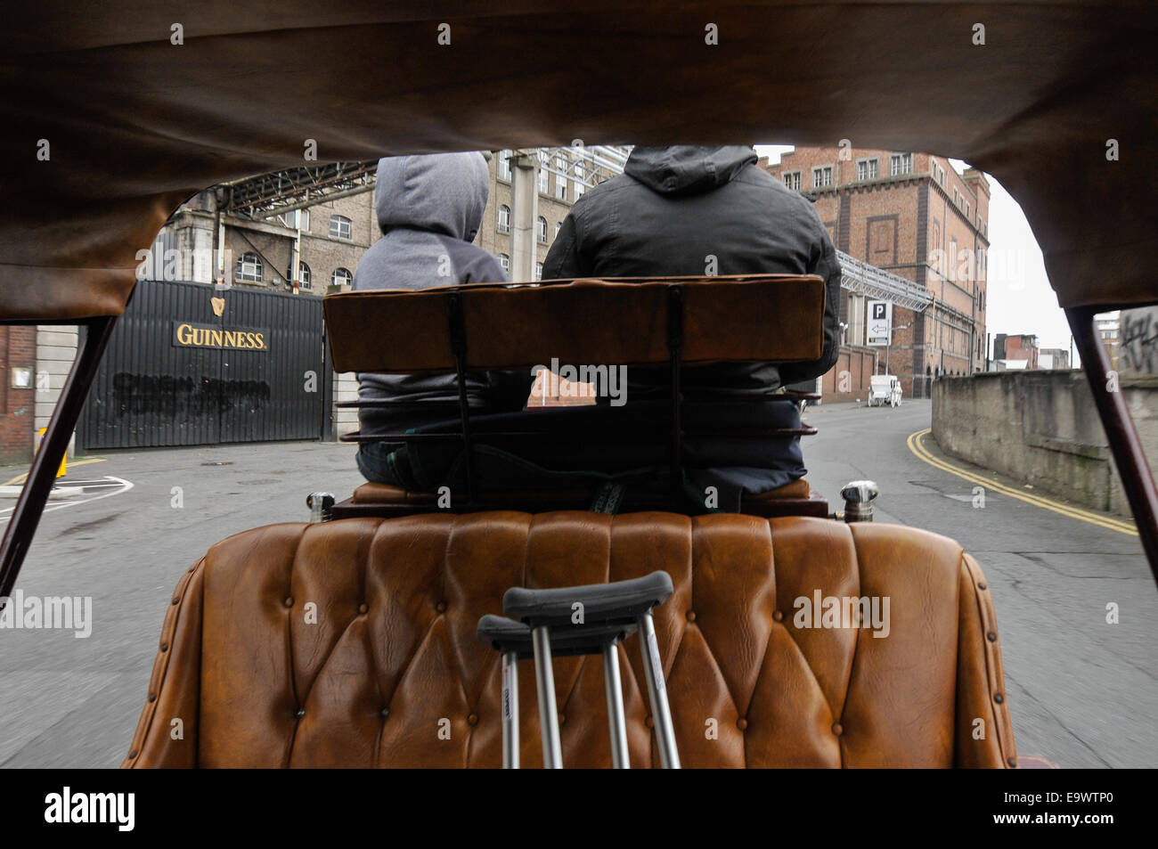 View from inside a horse and cart ride through Dublin. Traveling past ...
