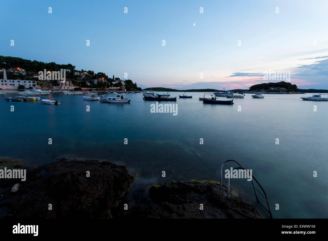 Evening view over Hvar Harbour, Hvar Island, Croatia Stock Photo - Alamy