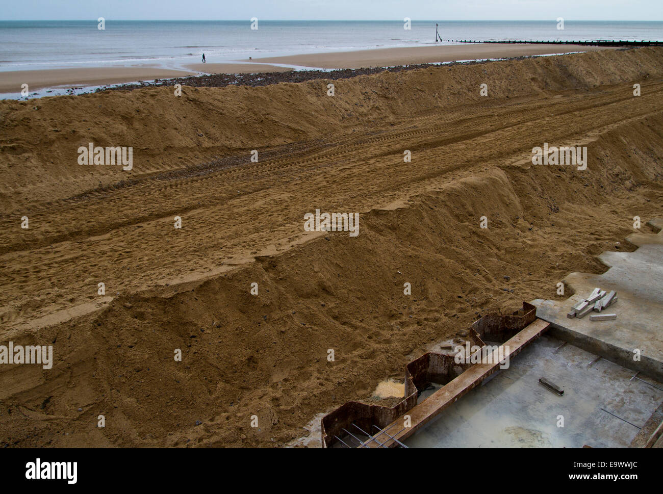 new sea defence under construction in Cromer Norfolk Stock Photo - Alamy