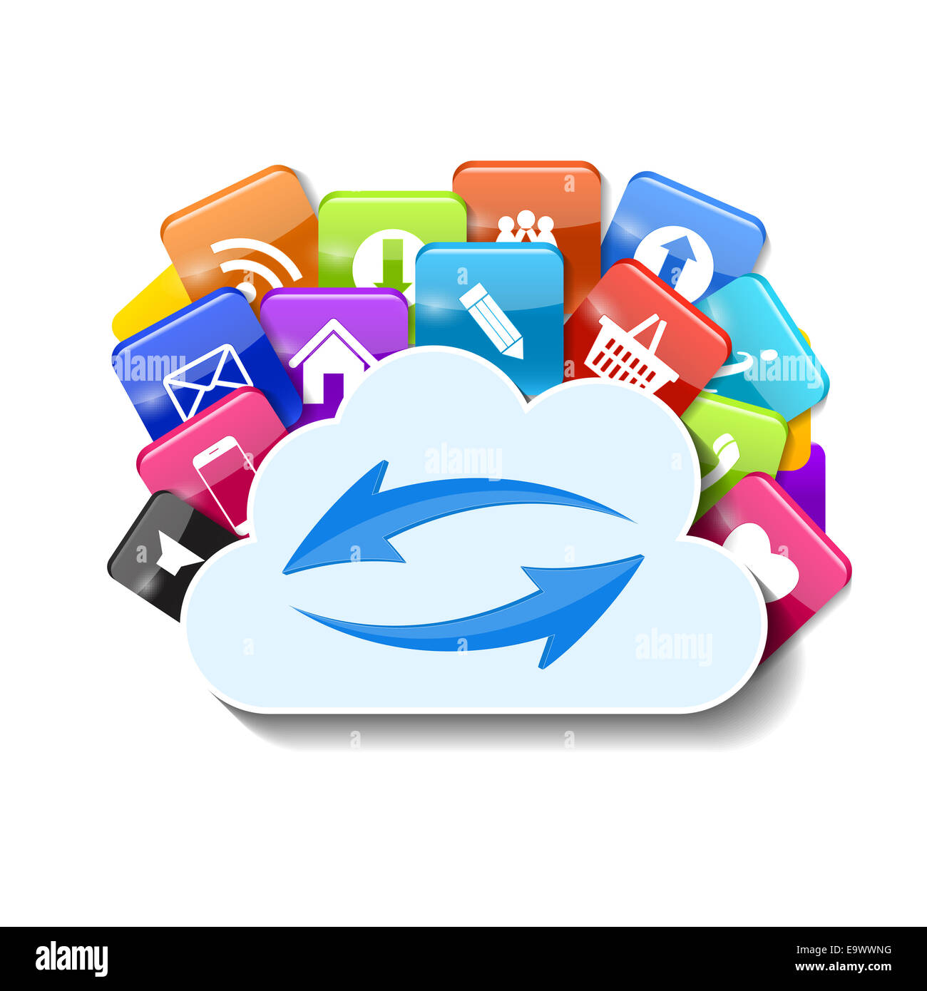 Connect cloud laptop illustration Cut Out Stock Images & Pictures - Alamy