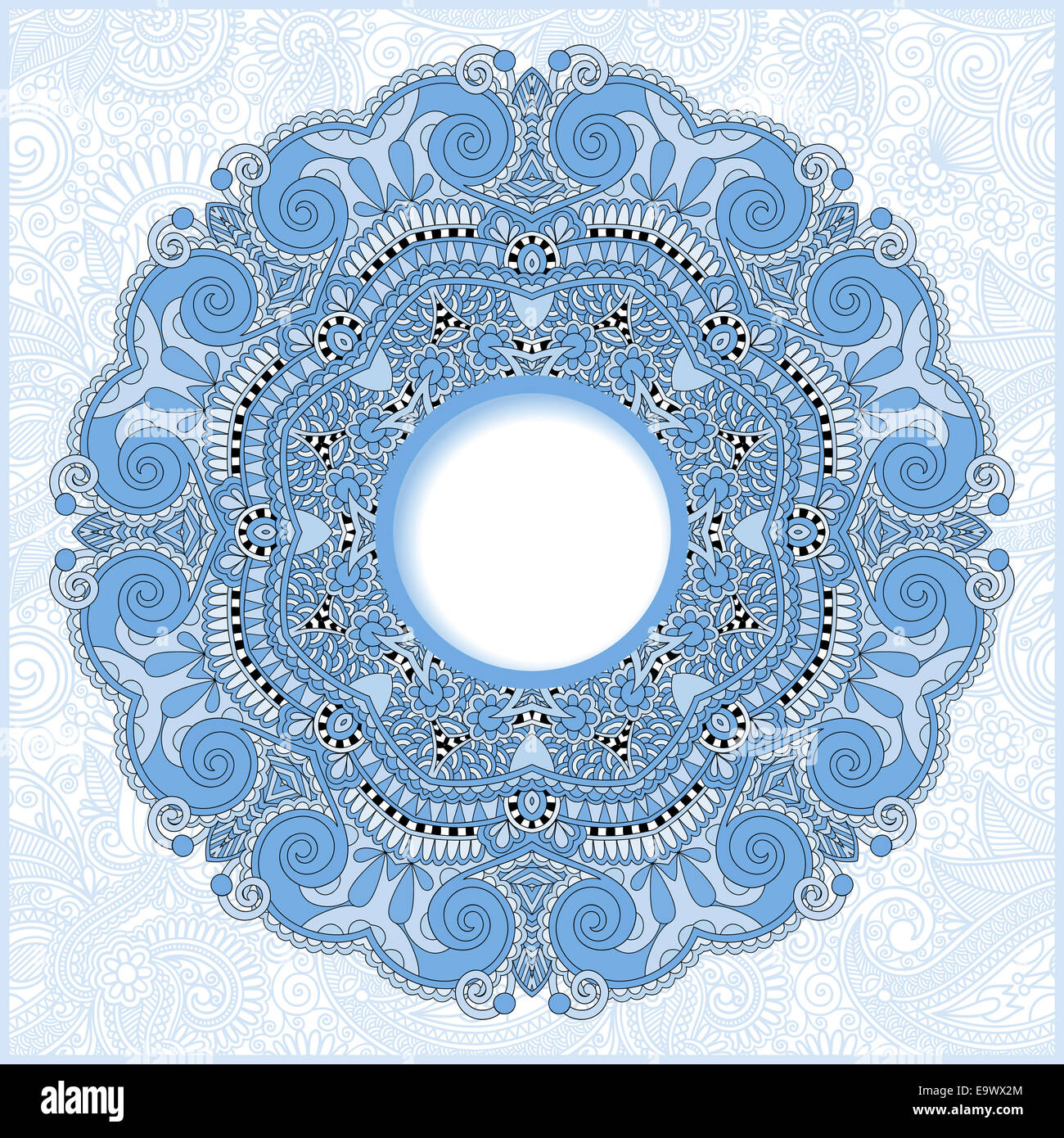 blue colour floral round pattern in ukrainian oriental ethnic Stock ...