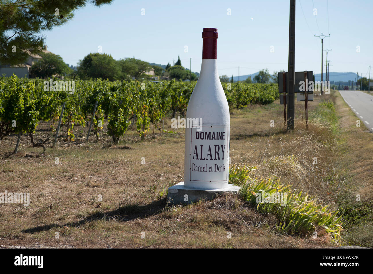 Domaine Alary vineyard sign on the Route de Rasteau in Cairanne, The ...