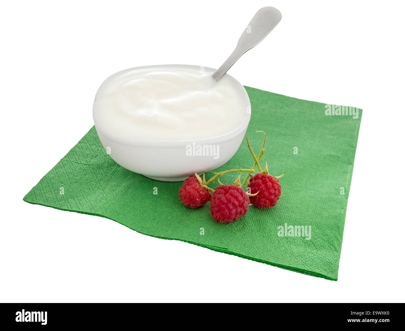 Healthy food. Natural yogurt with raspberries Stock Photo - Alamy