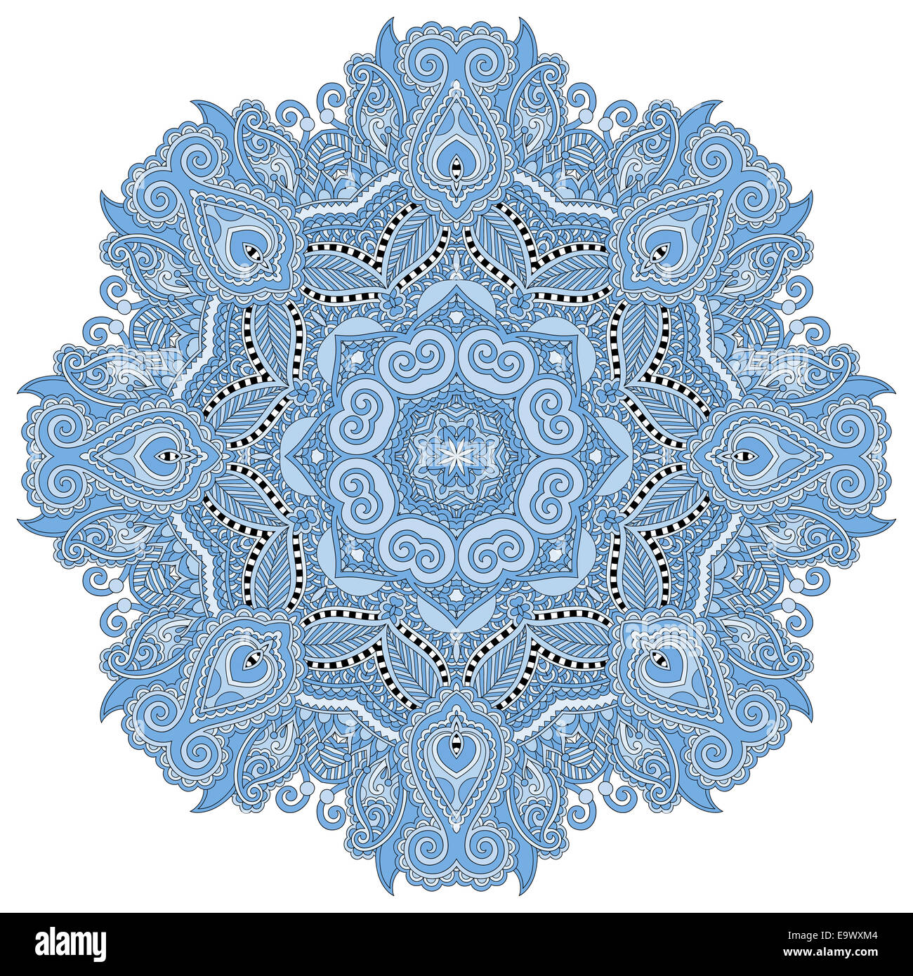 mandala, blue colour circle decorative spiritual indian symbol Stock ...