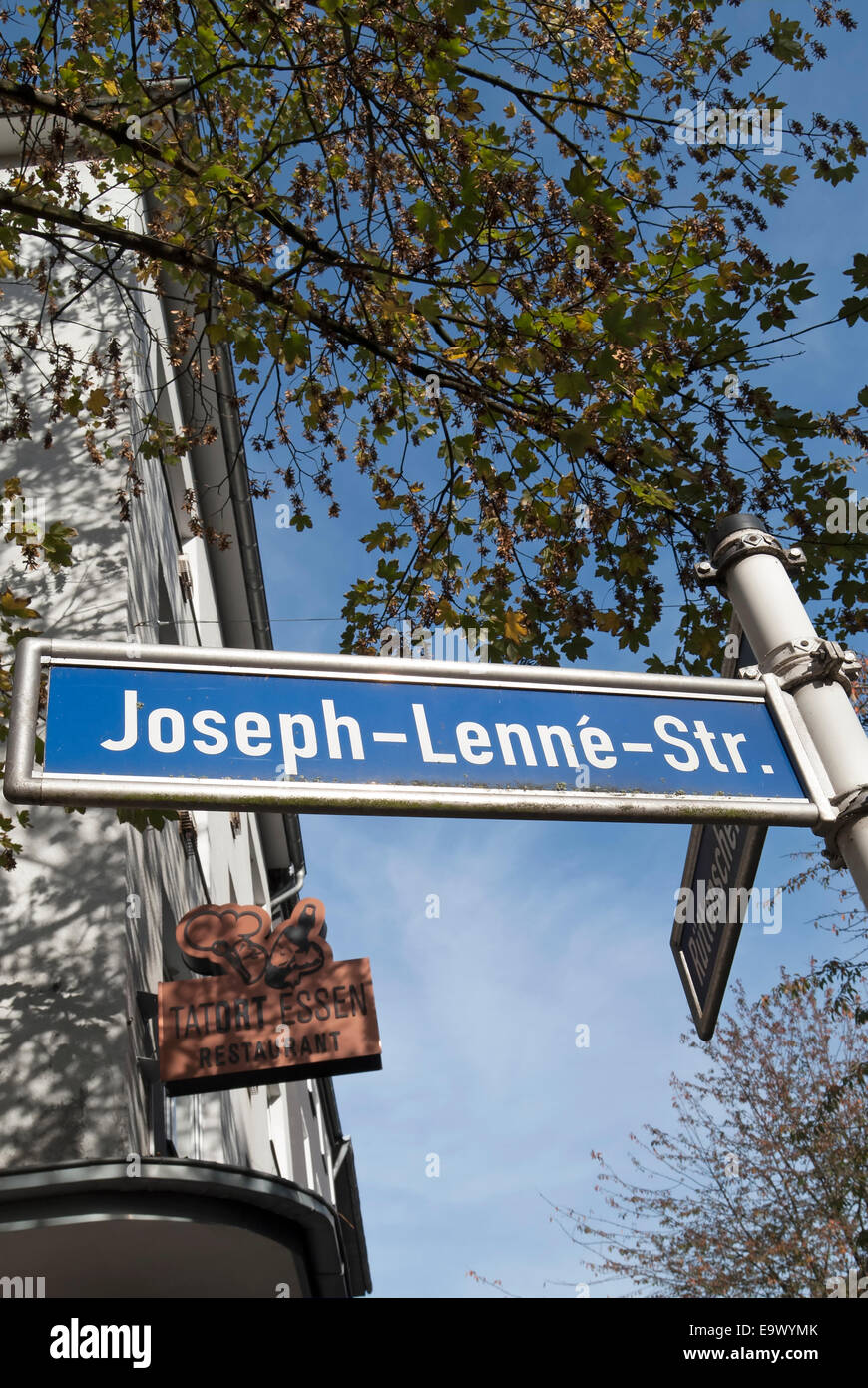 street name sign for joseph lenné strasse, essen, germany Stock Photo ...